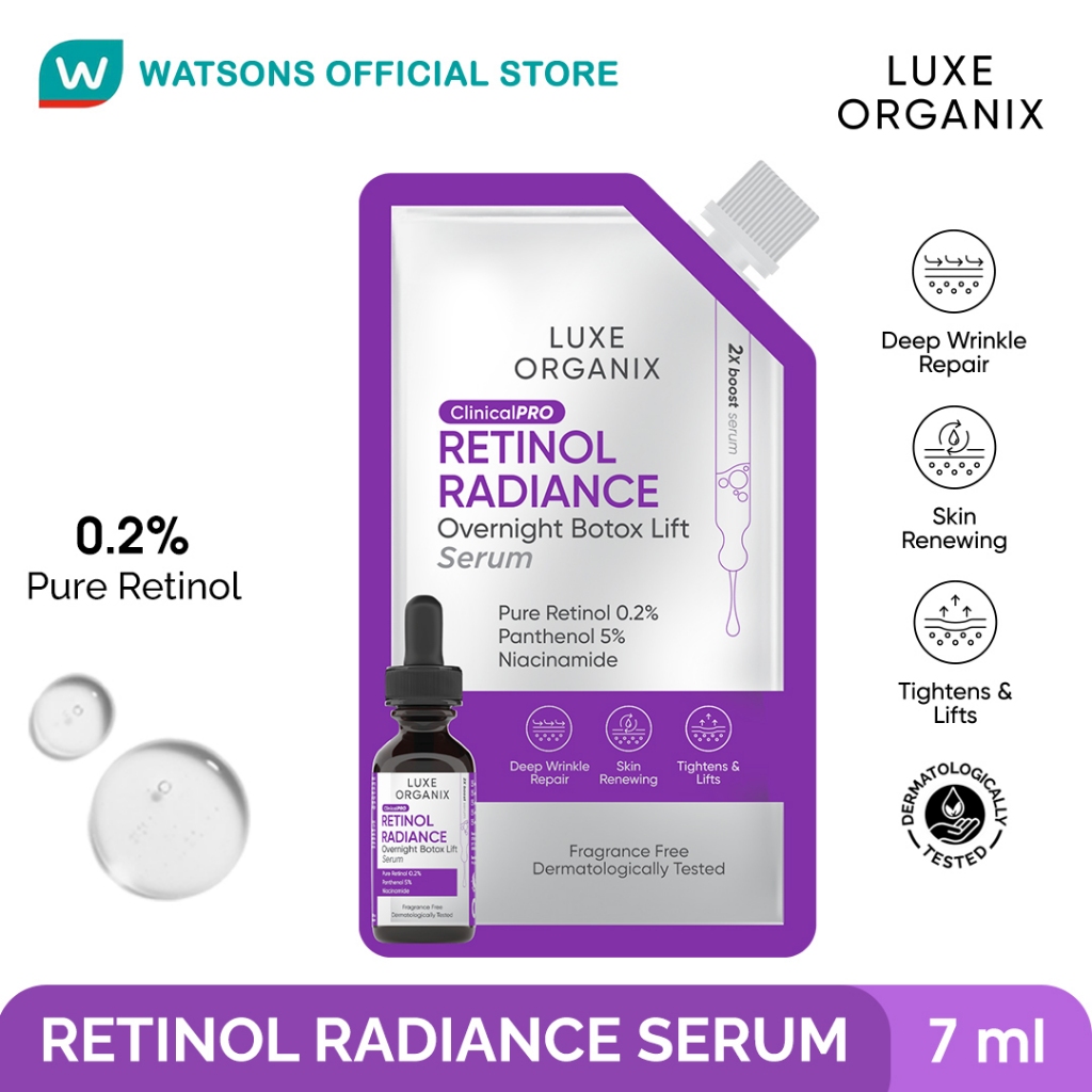 LUXE ORGANIX Clinical Pro Retinol Radiance Overnight Botox Lift Serum ...