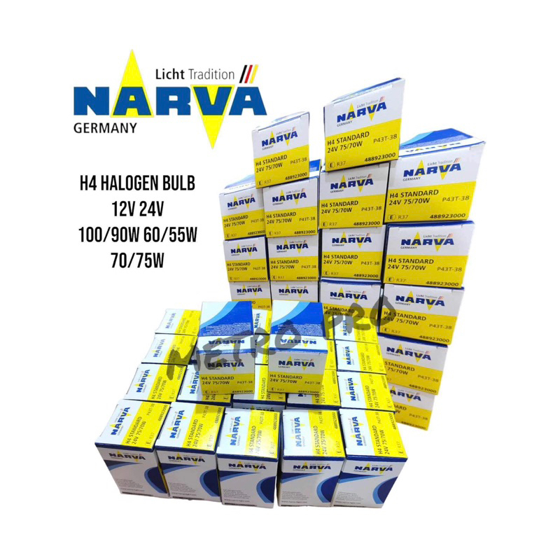 Narva H4 Halogen Bulb 12V and 24V 60/55w, 75/70w, 100/90w Made in GERMANY 100% Original | Shopee ...