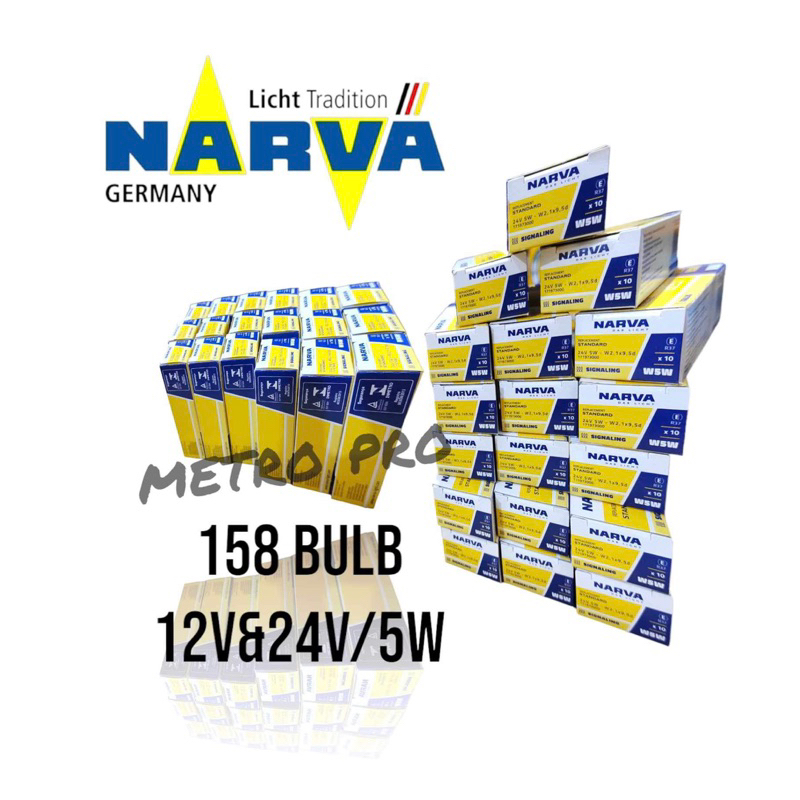 Narva Wedge Base Bulb T10 158 12V 17177 and 158 24V 17197Made in ...
