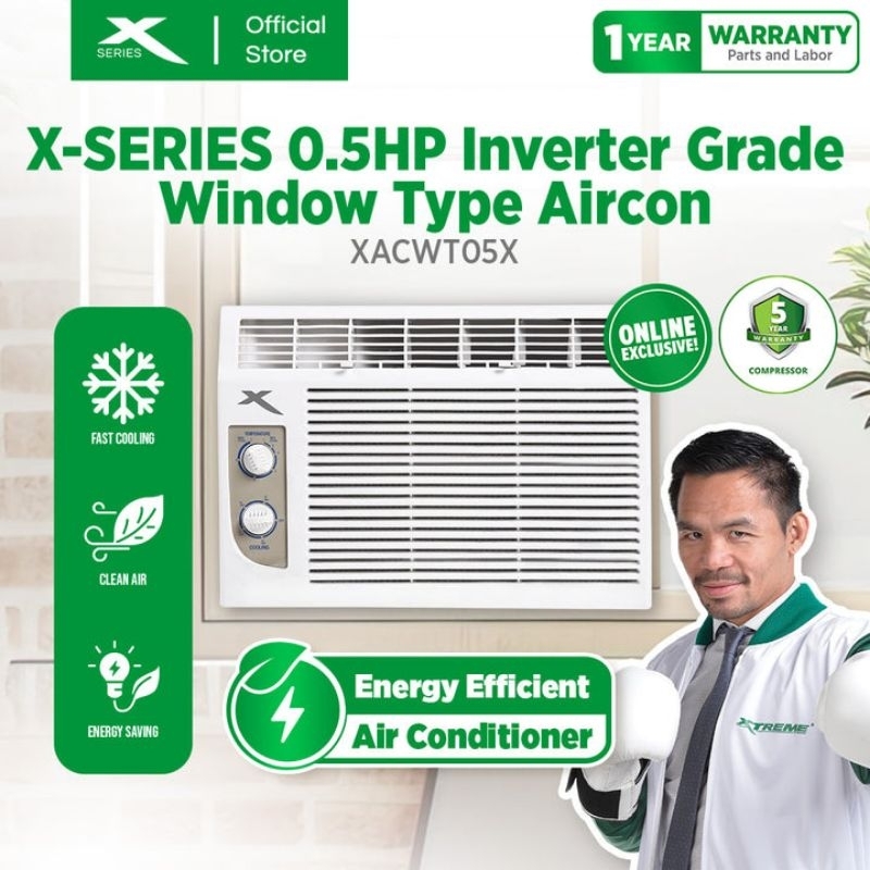 X-SERIES 0.5HP Inverter Grade Window Type Aircon with Silver Ion Filter ...