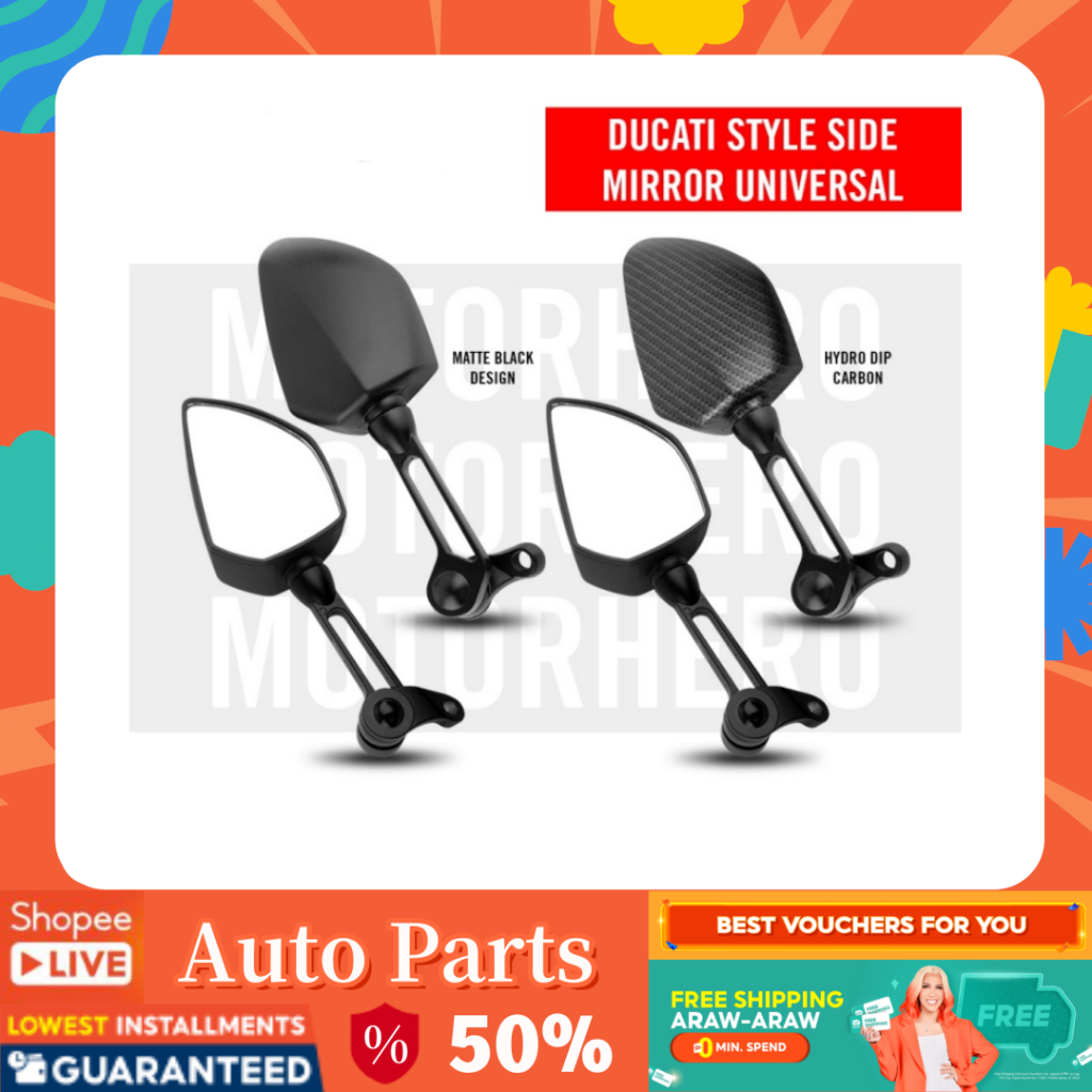 DUCATI Type Side Mirror For Nmax Aerox Pcx Click Adv Universal Wide No ...