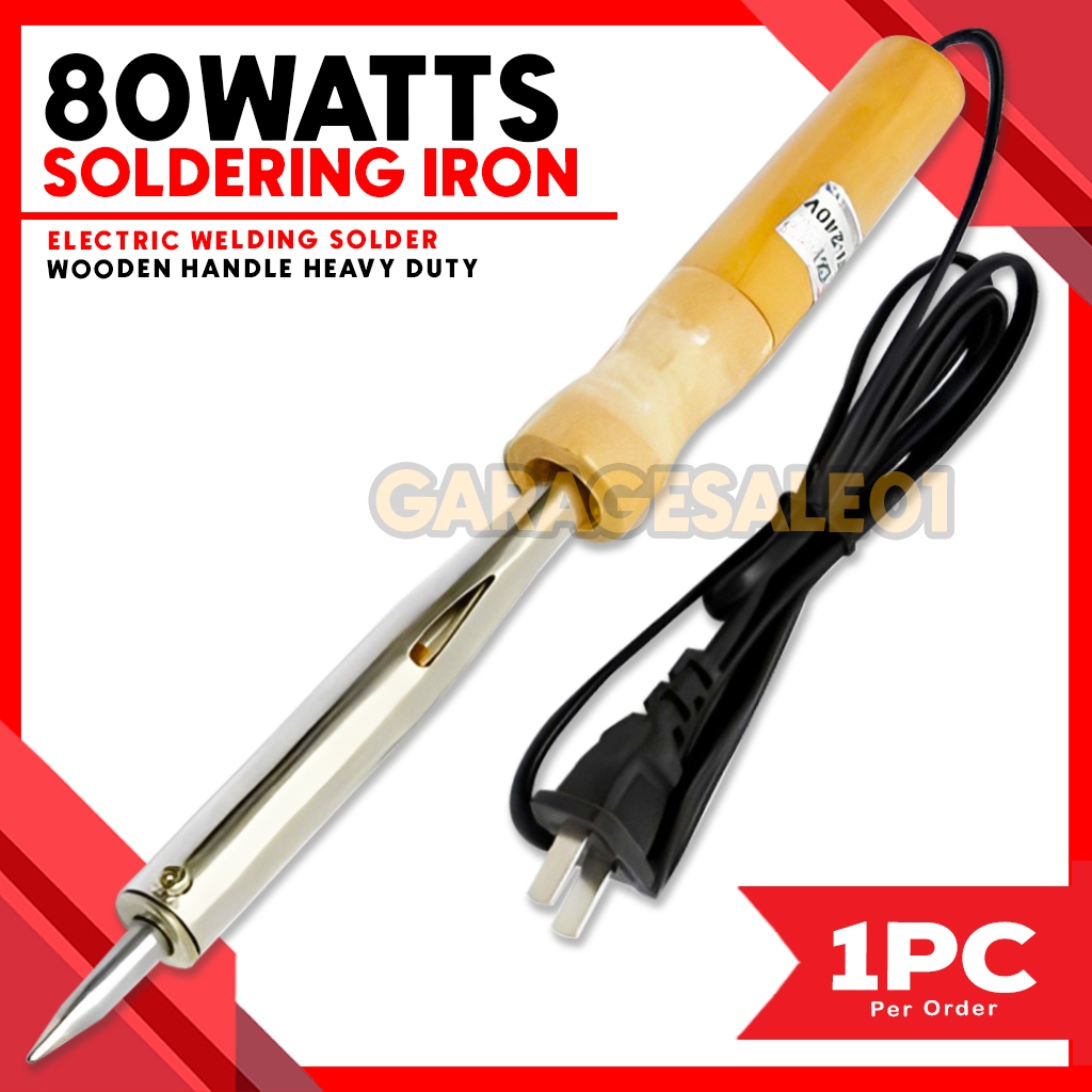 80W Soldering Iron Electric Welding Solder Wooden Handle Heavy Duty ...