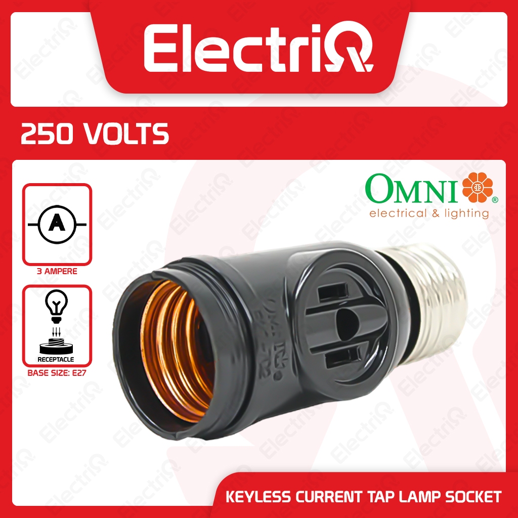 Electriq l Omni Keyless Current Tap Lamp Socket with 2 Gang Outlet 3A ...