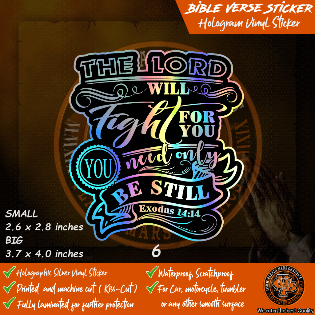 BIBLE VERSE STICKER RELIGIOUS HOLOGRAM DECAL FOR CAR MOTORCYCLE ANYWHRE ...
