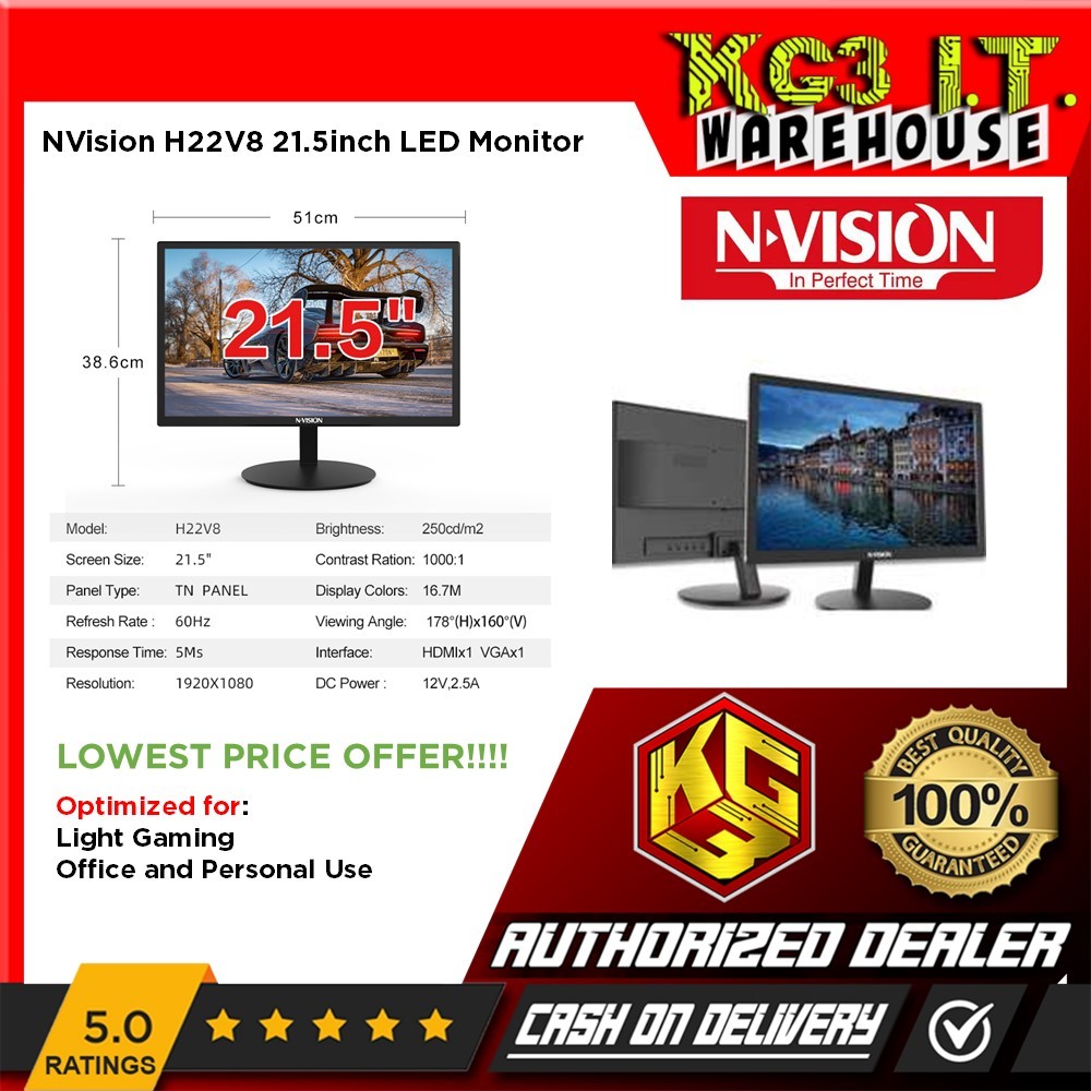 NVision H22V5 21.5inch LED Monitor | Lowest Price | Brand New and ...