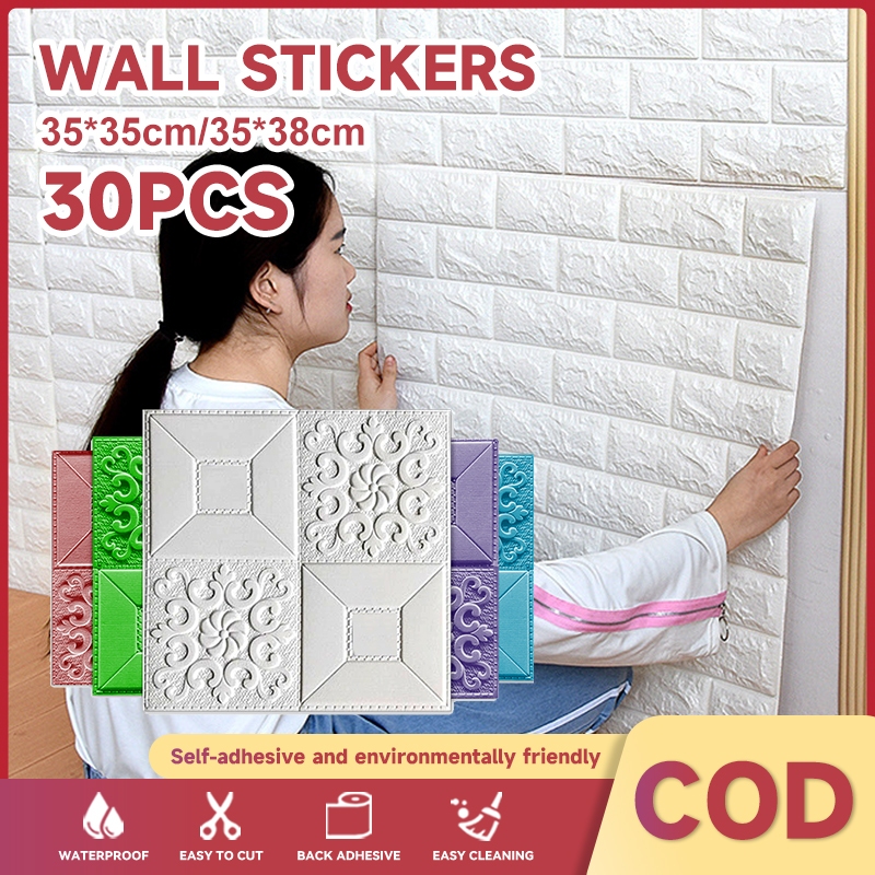 BIG SALE 30Pcs 35x35cm 3D Wallpaper Brick 3D Wall Sticker Foam Self ...