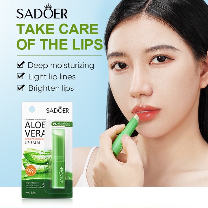 SADOER Aloe/VC/Coconut Lipstick Balm Refreshing Moisturizing Nourishing Hydrating Repair ...