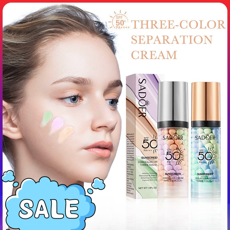 Sadoer Three-color Sunscreen Concealer Cream Spf50+ Moisturizing Refreshing Anti-ultraviolet 40g ...