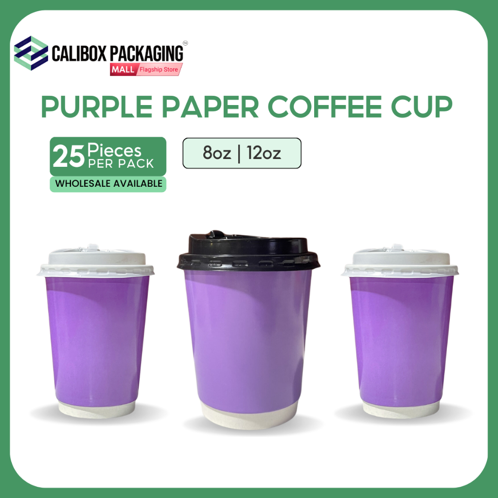 Calibox Packaging Purple Paper Coffee Cup, Violet paper Cup, 25pcs, BTS ...