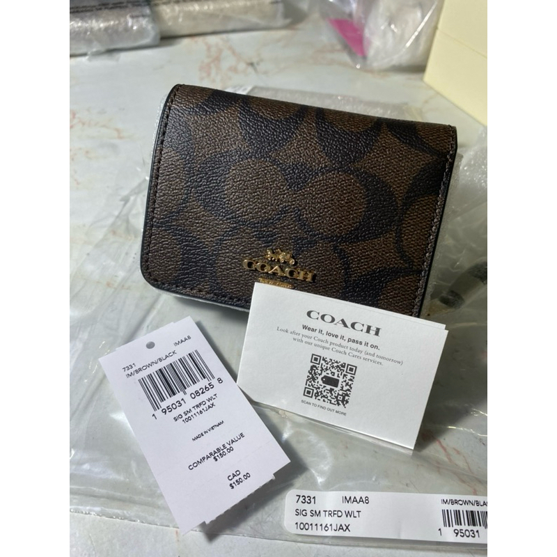 AUTHENTIC COACH SMALL TRIFOLD SMALL WALLET BROWN | Shopee Philippines