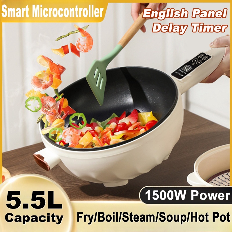 1500W 5.5L Electric Frying Pan All-In-One Cooking Pot Elecrtic Cooker ...