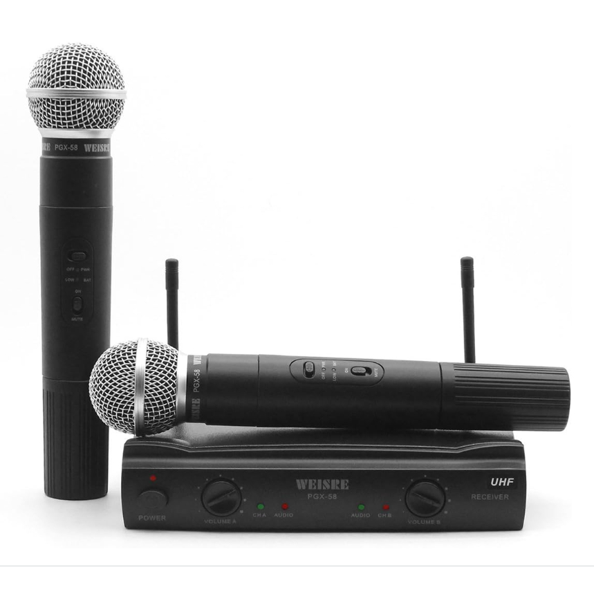PGX-58 UHF Dual Wireless Microphone System for Karaoke Professional ...