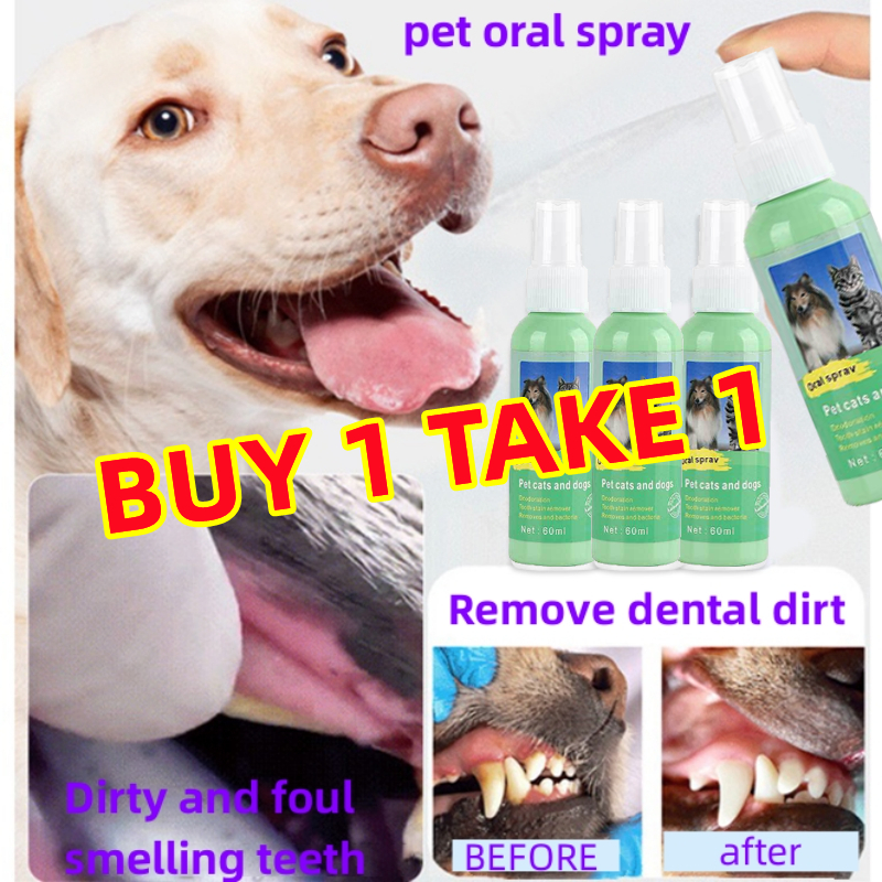 【BUY 1 TAKE 1】Pet Oral Deodorant Spray Cat Dog Teeth Bad Breath ...