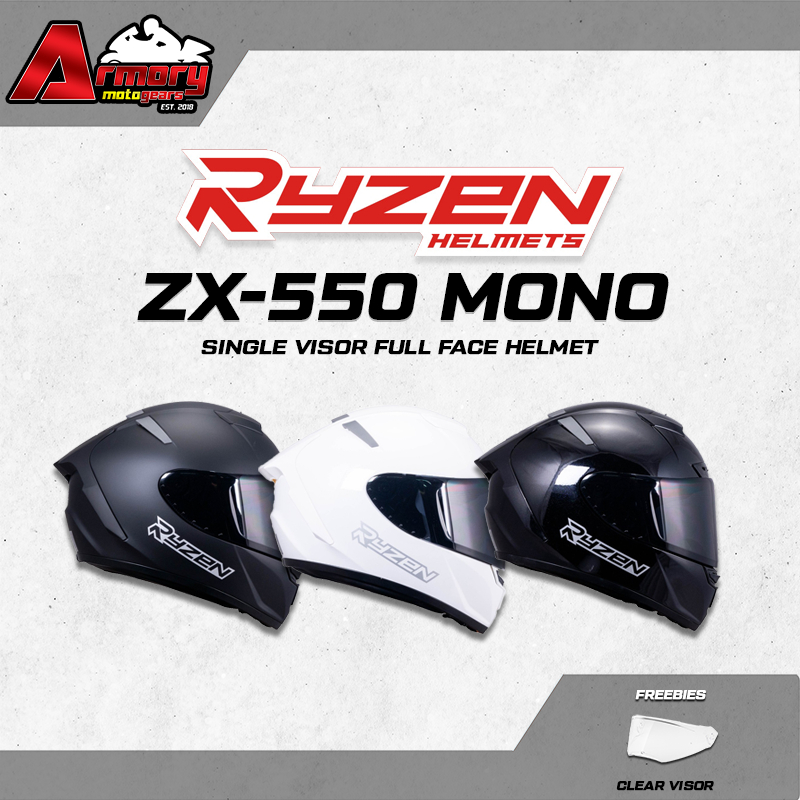 RYZEN ZX550 SINGLE VISOR FULL FACE HELMET | Shopee Philippines