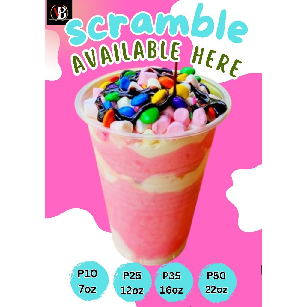 Laminated SCRAMBLE MILK Signages A4 Size makapal 250mic glossy matibay ...