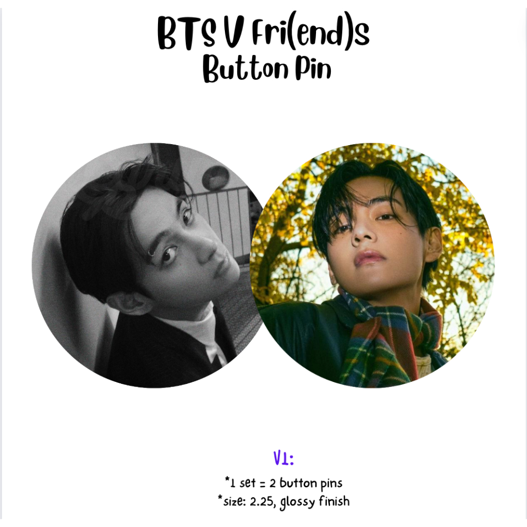 *NEW* BTS V Friends Button Pin Can Badge Fanmade Fri(end)s Taehyung ...