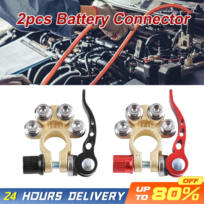 2pcs Car Battery Connected Battery Clamp Porous Wiring Clamp Tinned ...