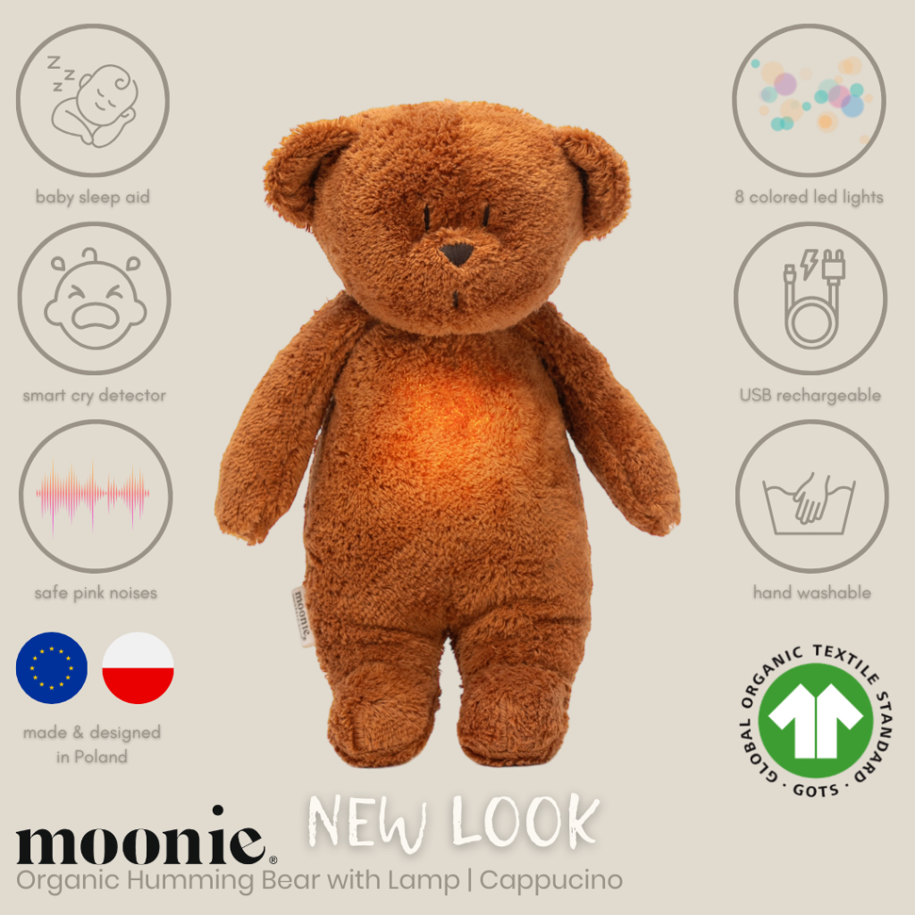 Moonie Organic Humming Bear Caramel Baby Sleep Aid Stuffed Toy with ...