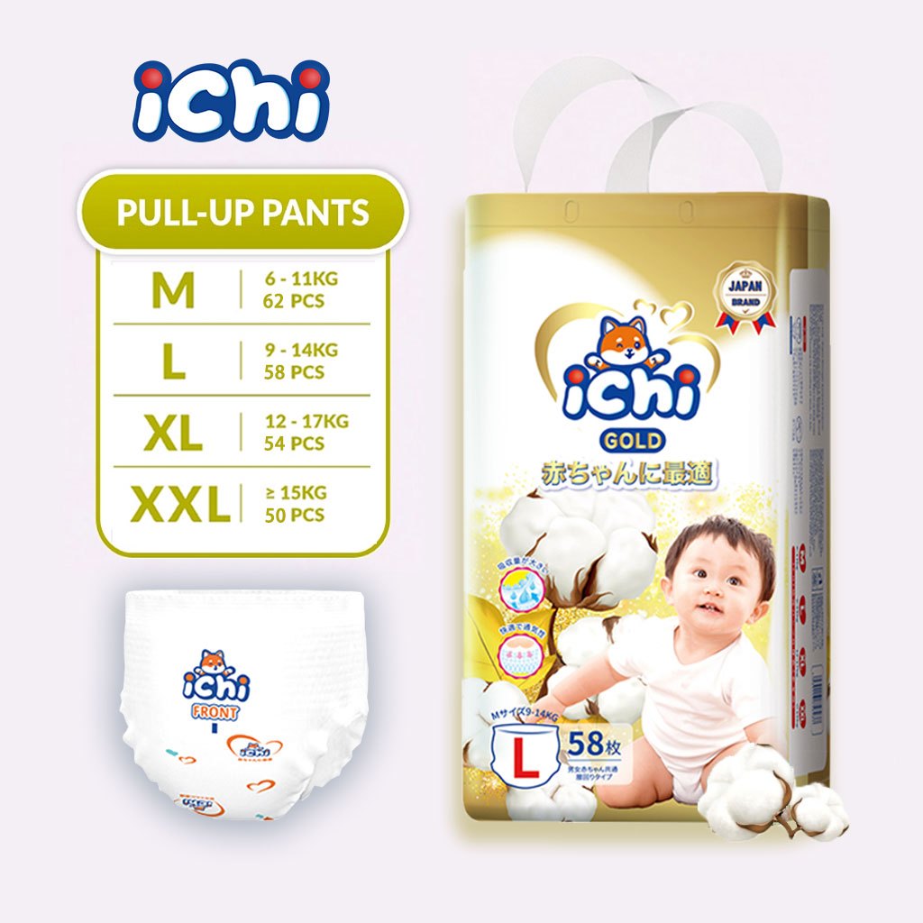 ICHI Pull-up Pants GOLD Baby diapers All size 50pcs/pk Bundle Pack Large Size Medium L XL XXL ...
