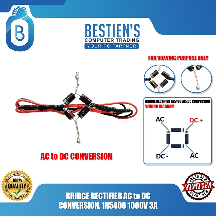 BRIDGE RECTIFIER AC to DC CONVERSION, 1N5408 1000V 3A | Shopee Philippines