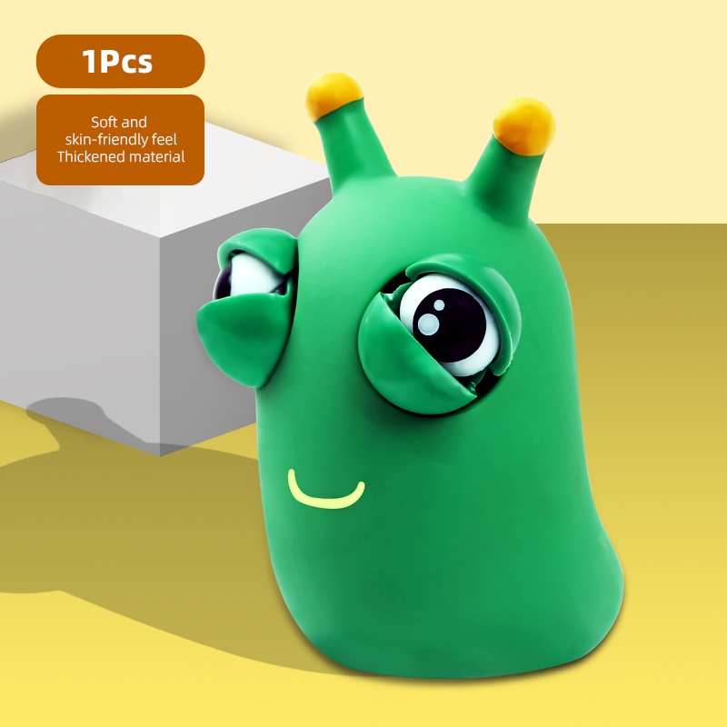 Funny Grass Worm Pinch Toy Novelty Eye Popping Squeeze Pressure release ...