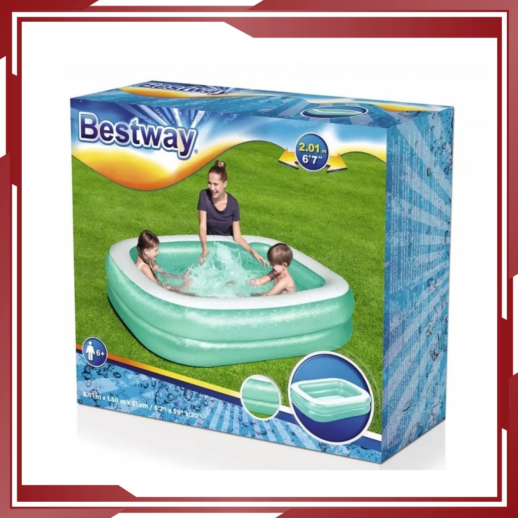 54005 Small Bestway Pool Portable Blue Rectangular Family Pool 2.01m x ...