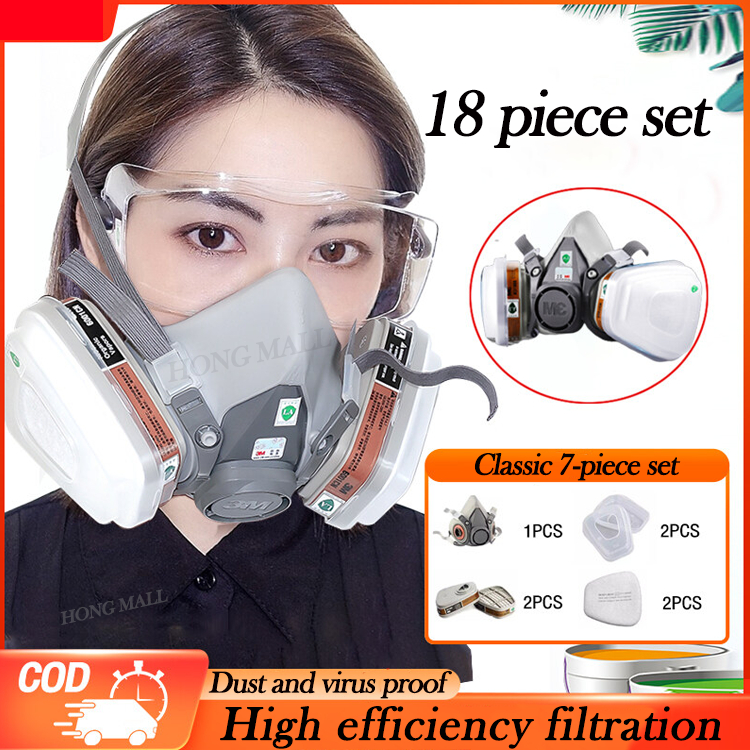18 piece set 6200 gas mask full face dust-proof gas mask respirator for ...