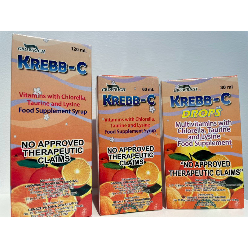 KREBB-C Vitamins with Chlorella, Taurine and Lysine Food supplement ...