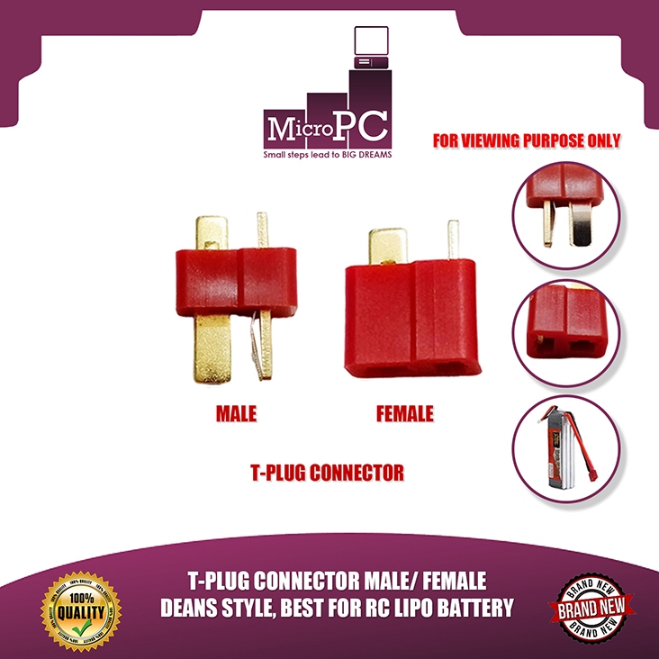 MICRO PC T-PLUG CONNECTOR MALE/ FEMALE DEANS STYLE, BEST FOR RC LIPO BATTERY | Shopee Philippines