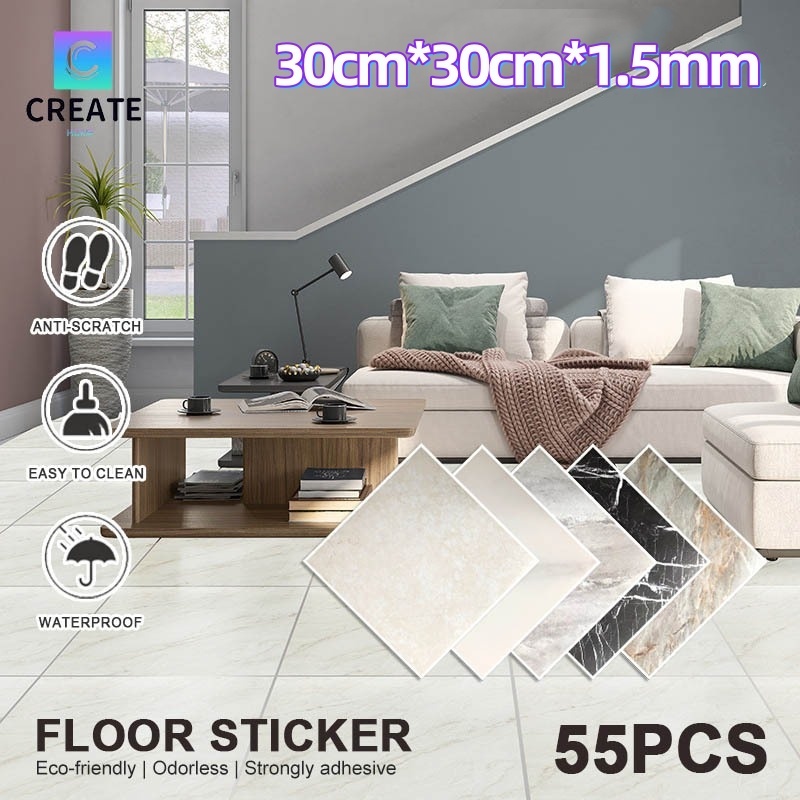 55PCS vinyl tile floor sticker waterproof for floor 30*30cm vynil tiles ...