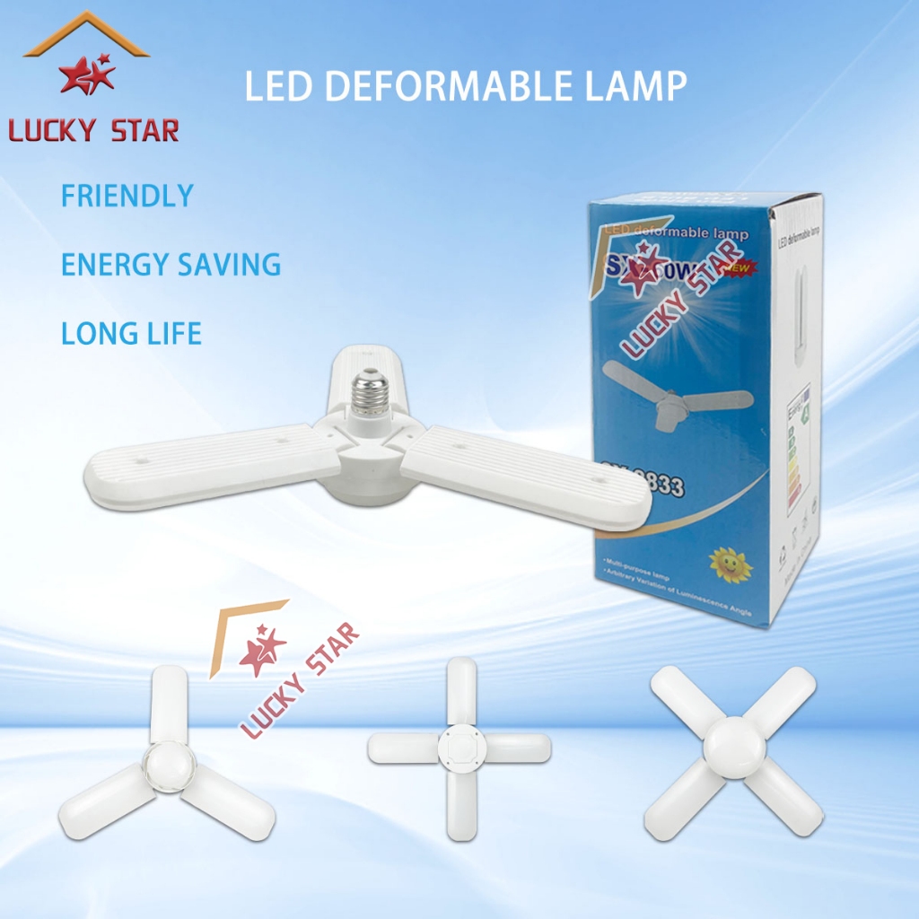 SX 18-80W 6500K Foldable Fan Blade Led Light Bulb White Three Leaf Lamp ...