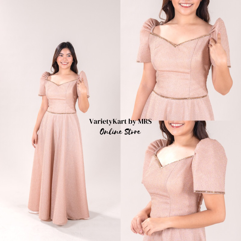 Filipiniana Mother / Sponsor Gowns - Pinkish Gliterry Candy Crush CODE P014 | Shopee Philippines