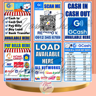 Laminated Signages GCASH Cash In Cash Out Load Bills Bank Transfer for ...