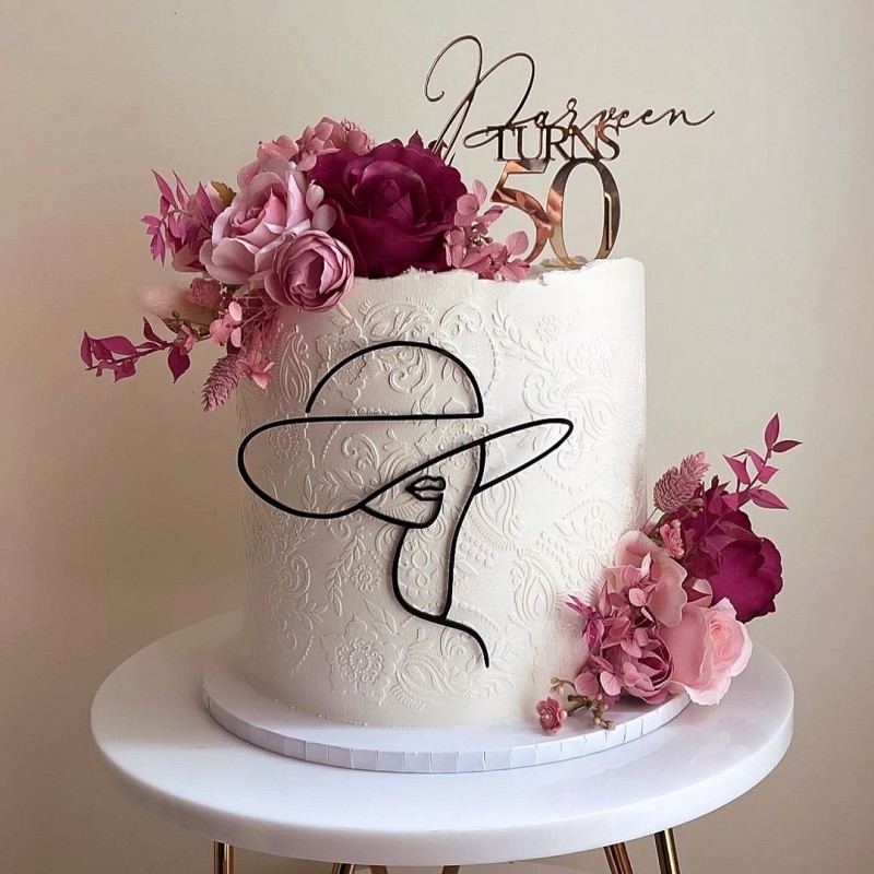 Acrylic Cake Decoration Woman Face Art Cake Side Decoration Cake Topper ...