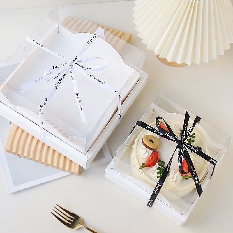 NEW 5pcs White Cake Box Acetate Cake Box Bento box Packaging | Shopee ...