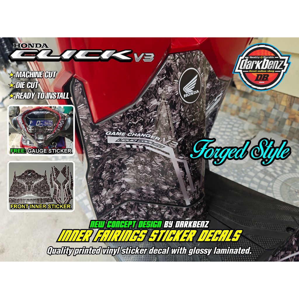 Honda Click Version 3 Forged Style Front Inner Design Printed Sticker ...