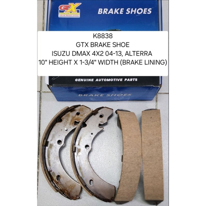 Brake Shoe Isuzu DMAX (2004-2013), Alterra (10" Height x 1-3/4" width ...