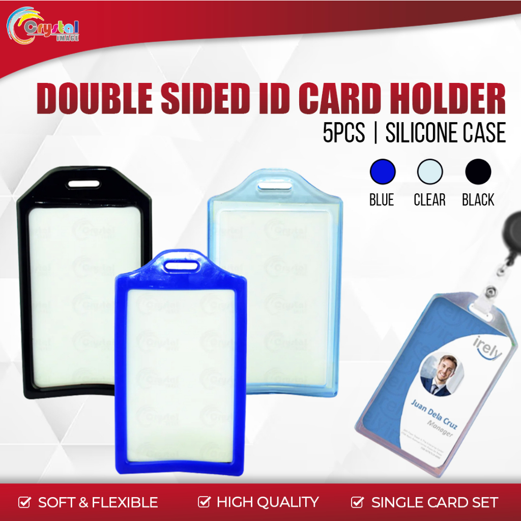 5PCS ID Card Holder Double Sided Silicone Card Case Vertical (Blue ...