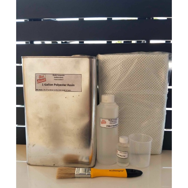 Fiberglass Set (S12) - 1 gal Resin, 250cc Hardener, 1kg WRC, Brush, Cup ...