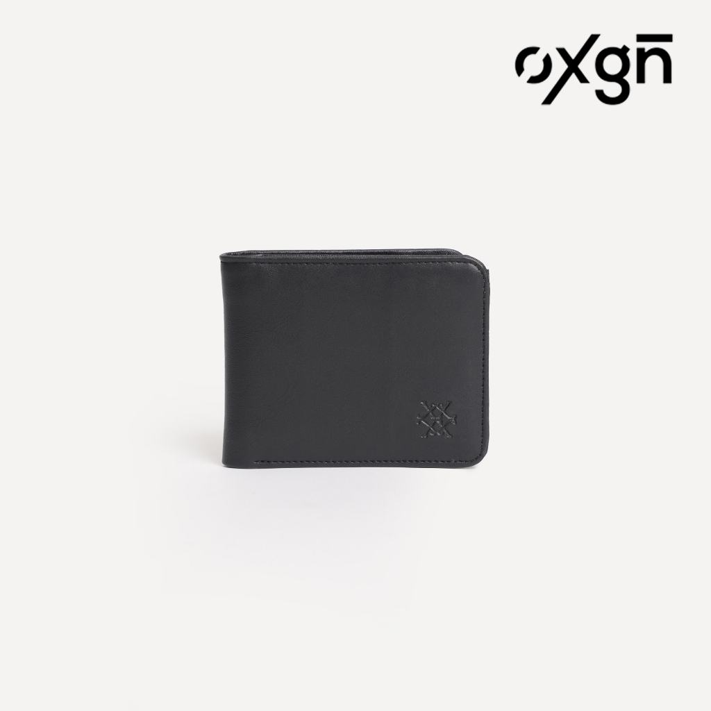OXGN Debossed Logo Bi-Fold Wallet For Men And Women (Black) | Shopee ...