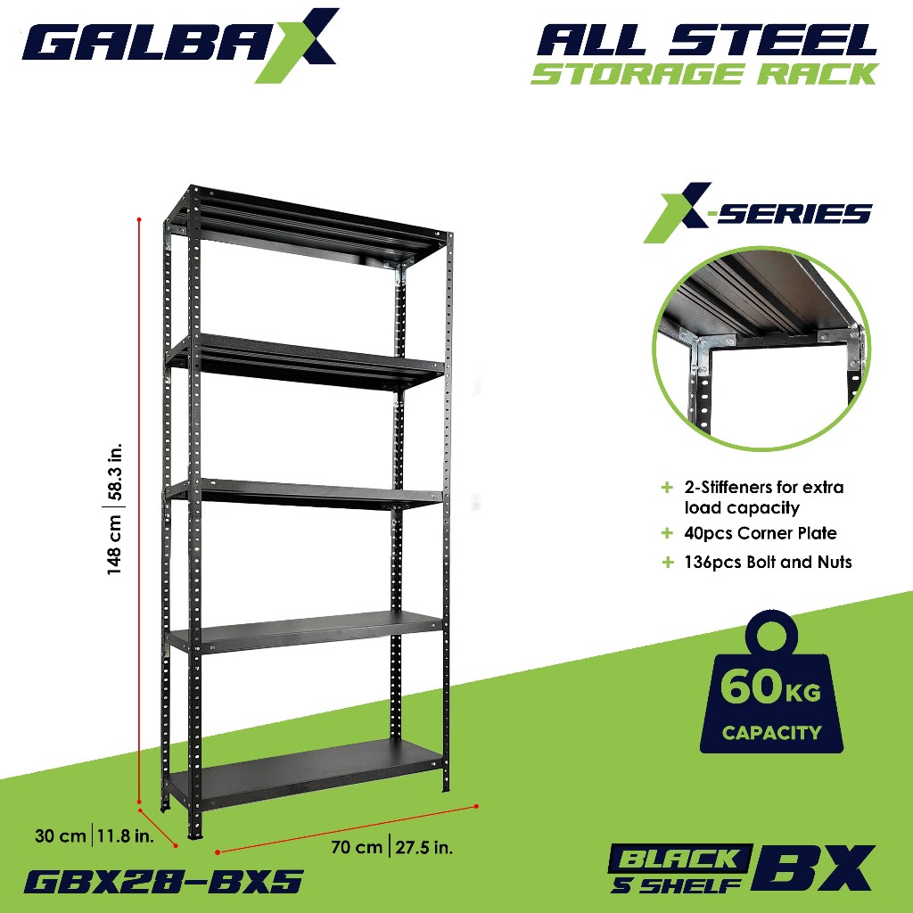 GALBA-X Adjustable All-Metal Steel Rack Storage Shelves 5 Layers (Small ...
