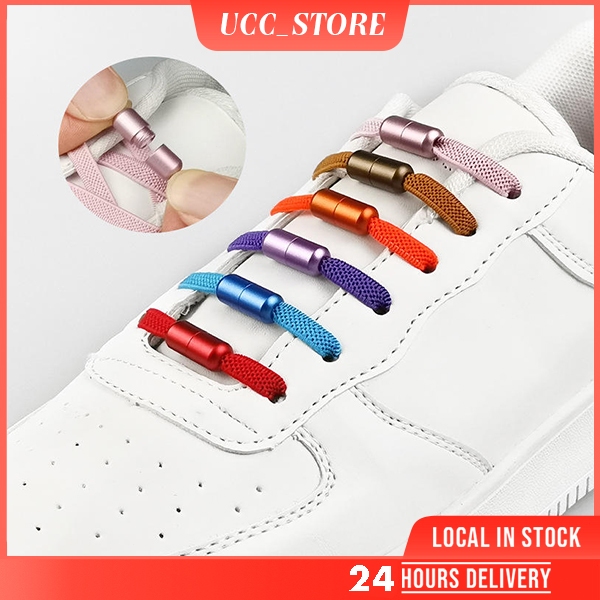 Elastic No Tie Sneakers shoelace Metal Lock Lazy Laces for Kids Adult ...