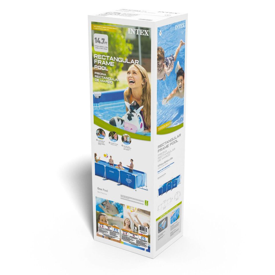 Summer Inflatable Intex Rectangular Frame Above Ground Swimming Pool ...