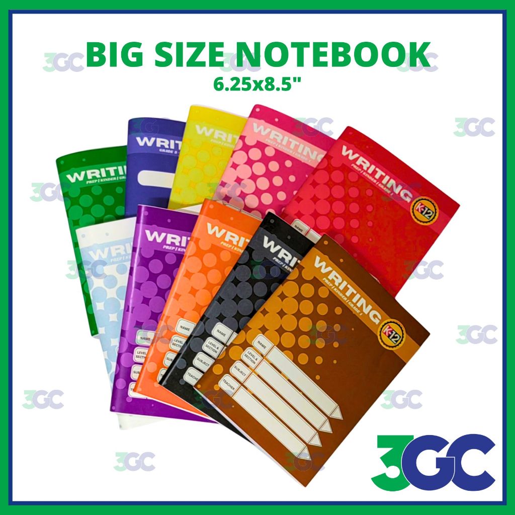 3GC K12 Big Size (6.25x8.5") Notebook for Preschool Kinder Color Coding ...