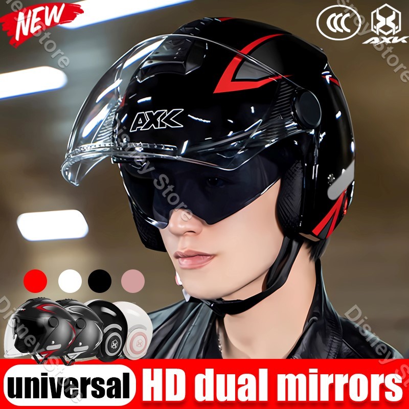 Motorcycle Half Face Helmet Helmet Full Face For Men And Women Double ...