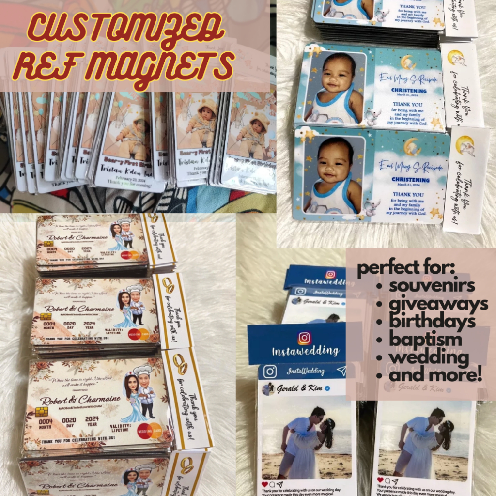 CUSTOMIZED REF MAGNET WEDDING BDAY CHRISTENING ATM SIZE | Shopee ...