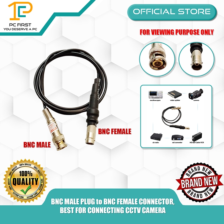 PC FIRST BNC MALE PLUG to BNC FEMALE CONNECTOR, BEST FOR CONNECTING CCTV CAMERA | Shopee Philippines