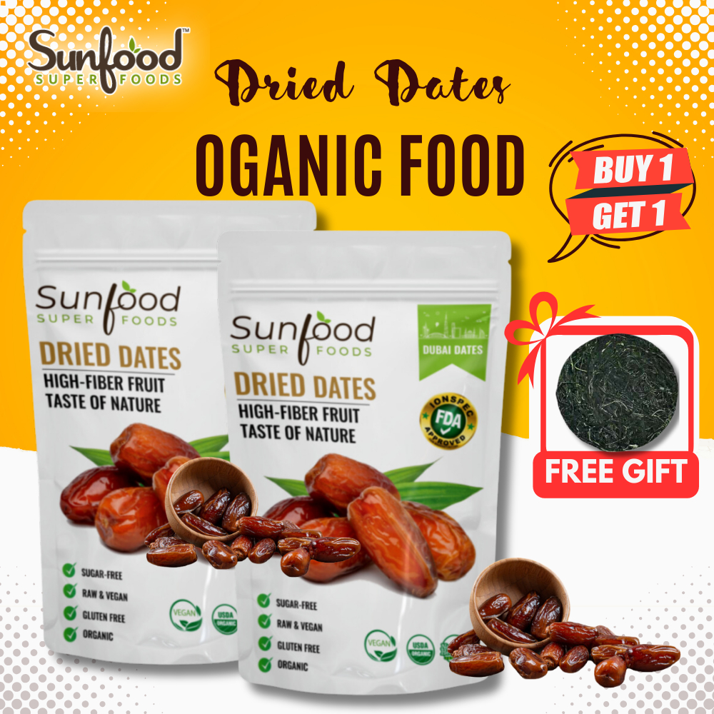 Sunfood Pitted Dates DRIED DATES Organic Dubai Free Sugar Vegan Gluten ...