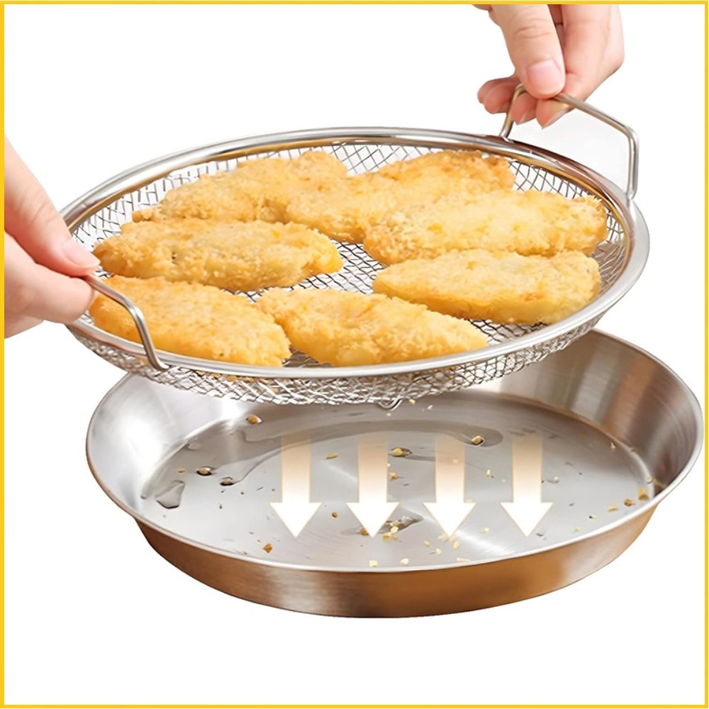 Kitchen Oil Filter Tray Stainless Steel Mesh Frying Drain Pan Strainer ...