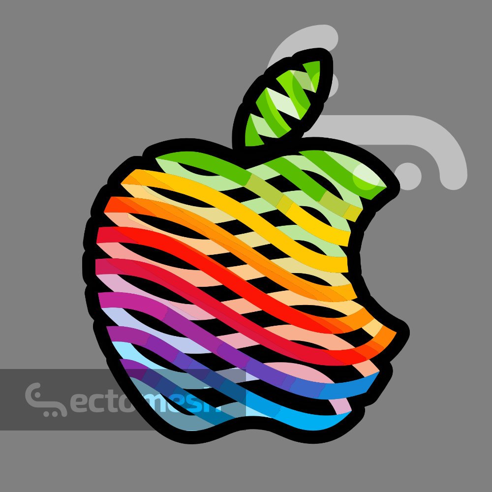 Apple Logo Rainbow Ribbon - Vinyl Waterproof Sticker by EctoMesh ...